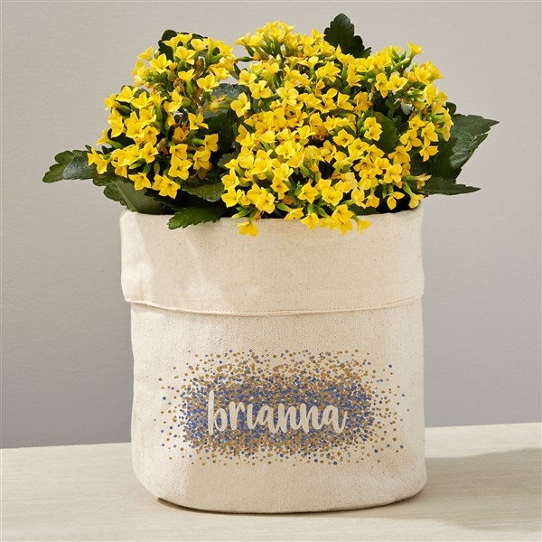 Personalized Canvas Flower Planter - Sparkling Name