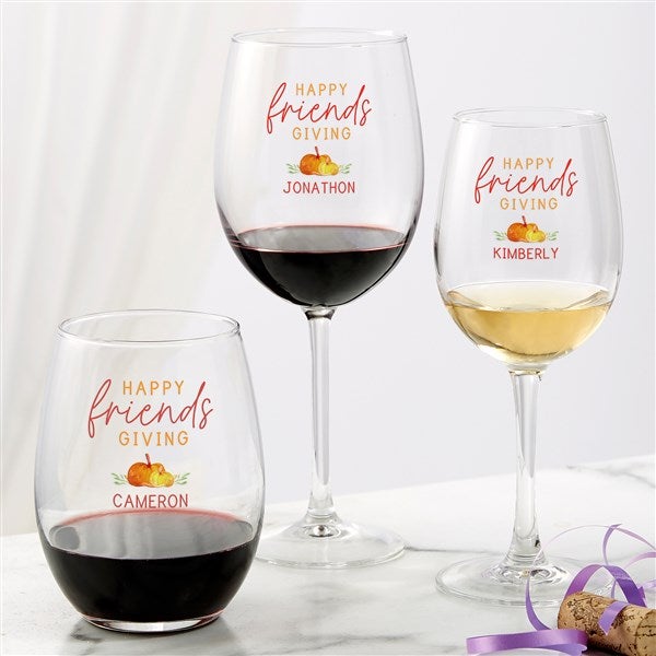 Friendsgiving Personalized Wine Glasses