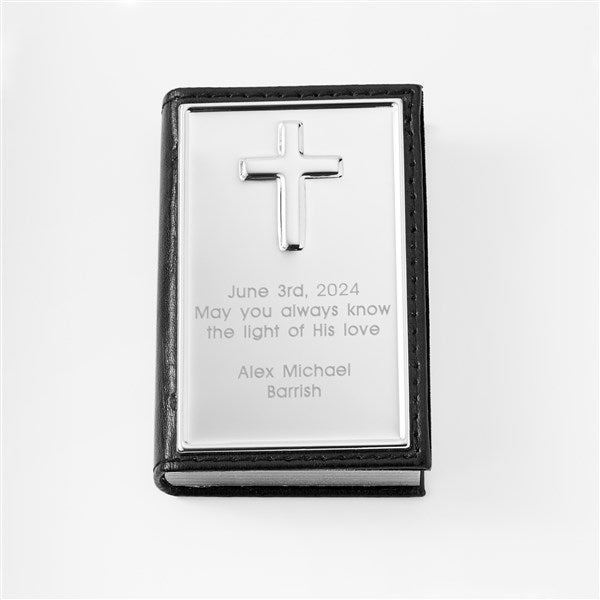 First Communion Black Rosary and Engraved Keepsake Box