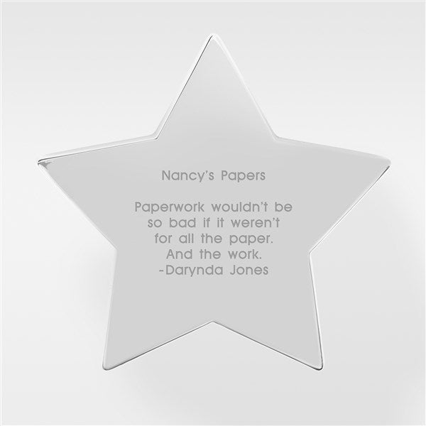 Engraved Silver Star Desk Paperweight