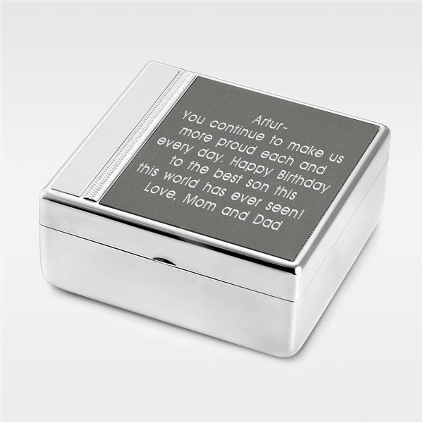 Engraved Birthday Silver and Gunmetal Keepsake Box