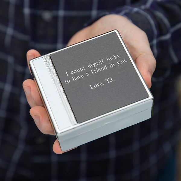 Engraved for Dad- Silver and Gunmetal Keepsake Box