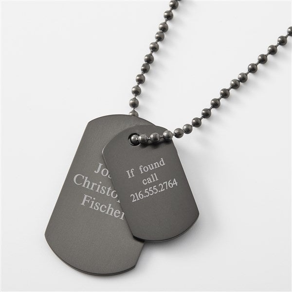 Engraved Kids Gunmetal Double Dog Tag