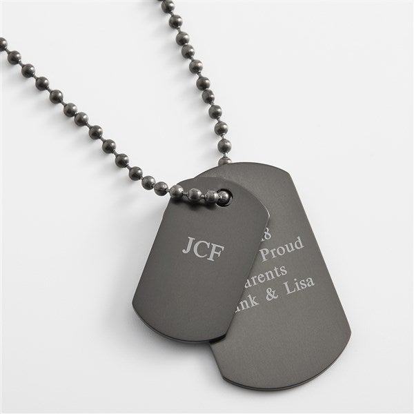 Engraved Kids Gunmetal Double Dog Tag