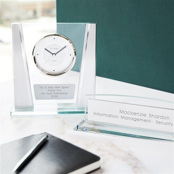 Engraved Office Glass and Steel Name Plate