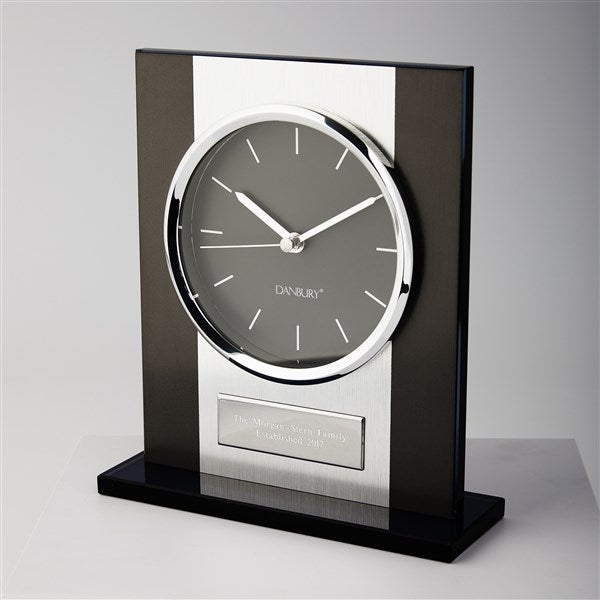 Engraved Black and Silver Home Décor Clock