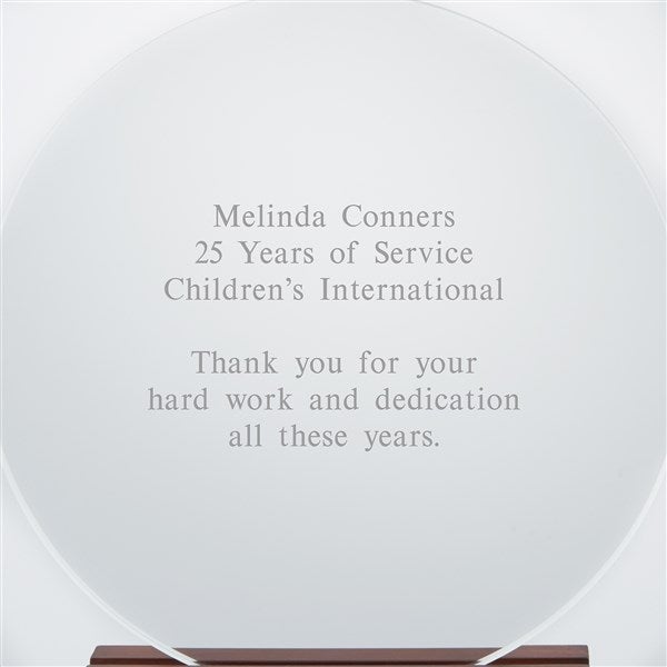 Engraved Retiree Round Glass and Wood Award