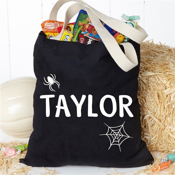 Glow-In-The-Dark Spider Web Personalized Halloween Treat Bag