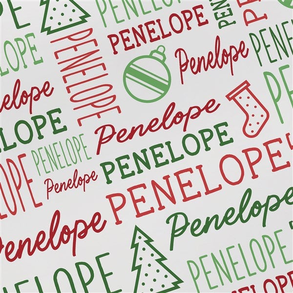 Holiday Repeating Name Personalized Wrapping Paper