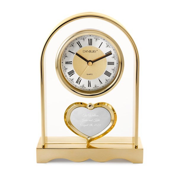 Personalized Gold Arch and Heart Wedding Clock