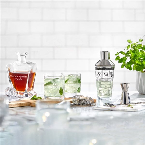 Dad's Personalized Glass Cocktail Shaker Set