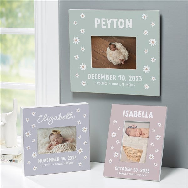Retro Daisy Personalized Baby Picture Frame