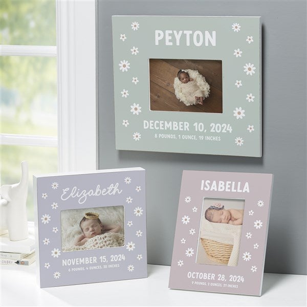 Retro Daisy Personalized Baby 4x6 Tabletop Frame- Horizontal