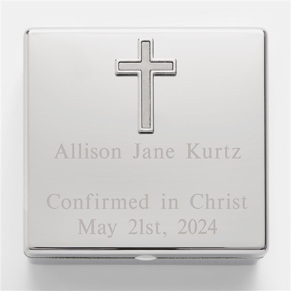 Engraved Confirmation Cross Keepsake Box