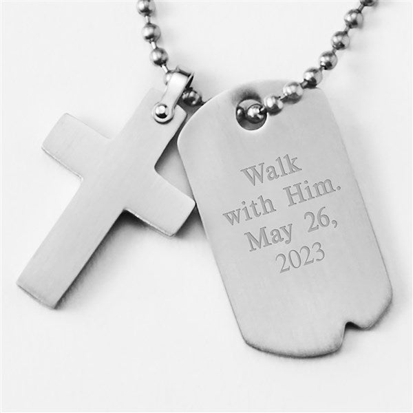Children's Engraved Cross & Dog Tag Necklace