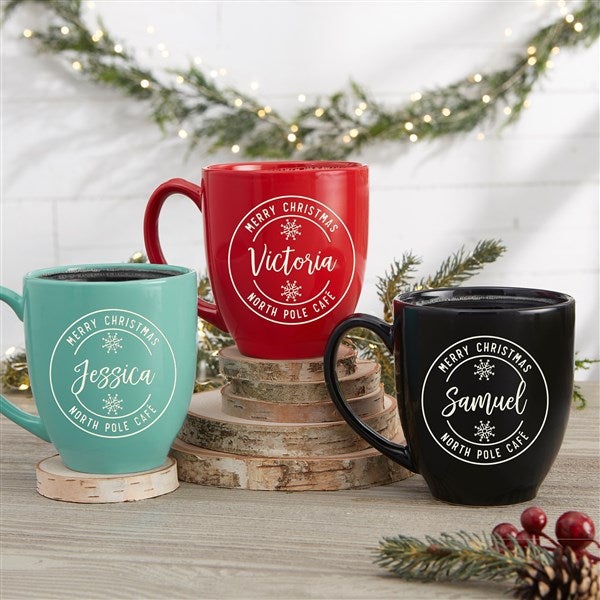 North Pole Delivery Personalized Red Bistro Mug - 16 oz.
