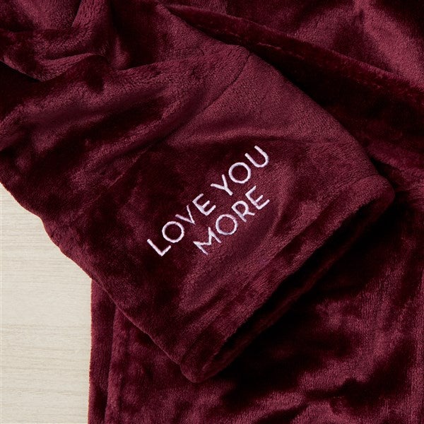 Romantic Date Embroidered Fleece Robe - Maroon