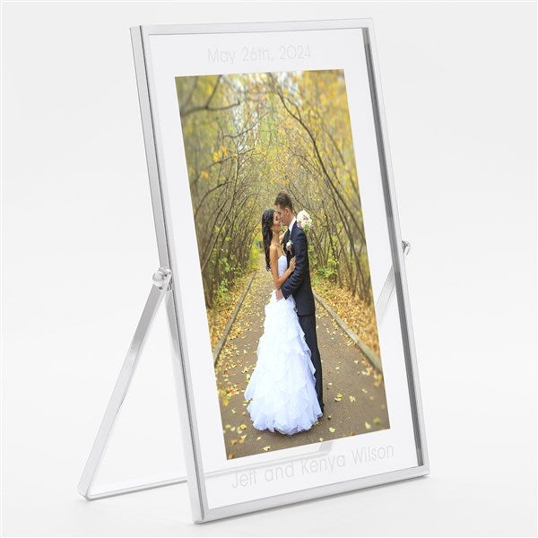 Engraved Silver Floating 5x7 Wedding Picture Frame