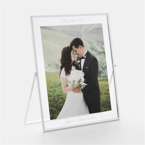 Engraved Silver Floating Wedding Large Picture Frame 8x10