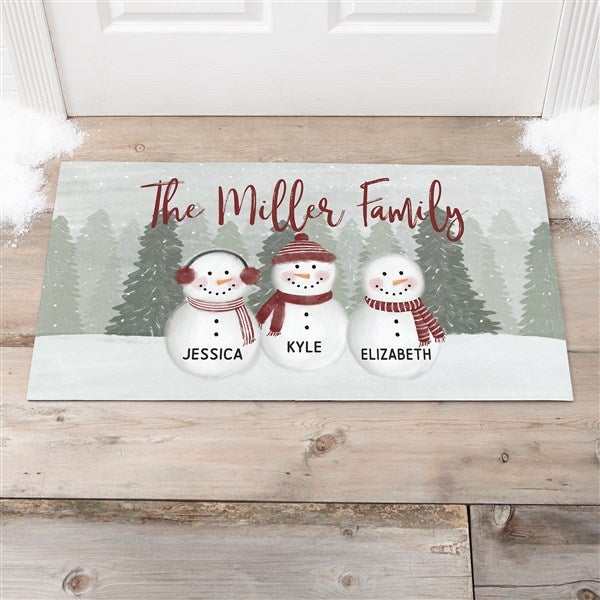 Watercolor Snowman Personalized Doormat- 20x35