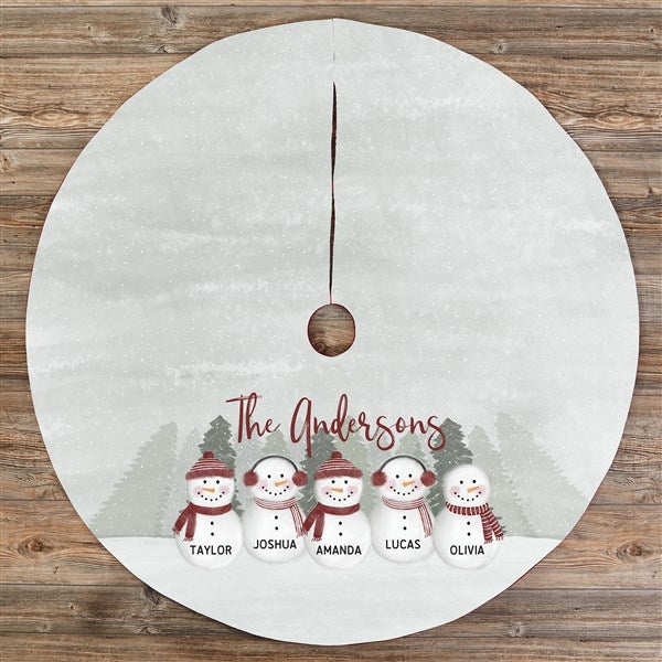 Watercolor Snowman Personalized Tree Skirt