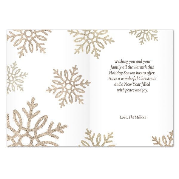 Silver and Gold Snowflakes Personalized Greeting Card