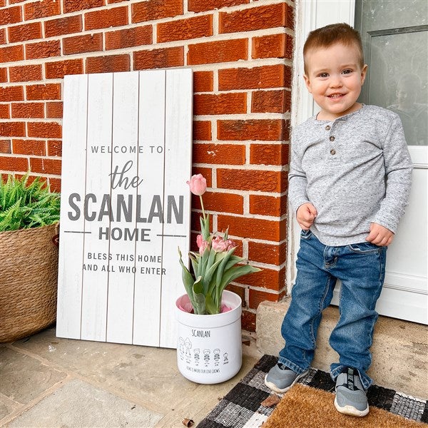 Stick Figure Family Personalized Outdoor Flower Pot