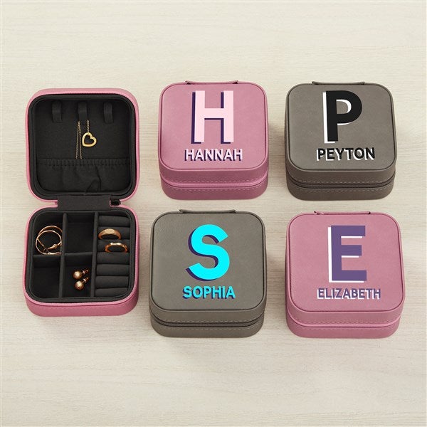 Shadow Monogram Personalized Leatherette Jewelry Case