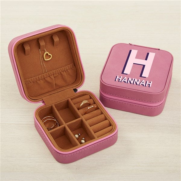 Shadow Monogram Personalized Leatherette Jewelry Case