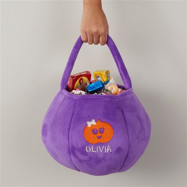 Halloween Characters Personalized Halloween Pumpkin Treat Bag - Purple