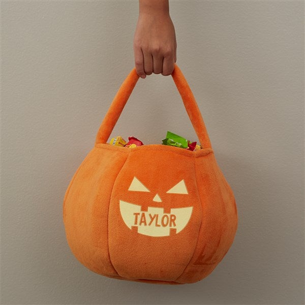 Jack-o-Lantern Personalized Halloween Pumpkin Treat Bags - Glow-In-The ...