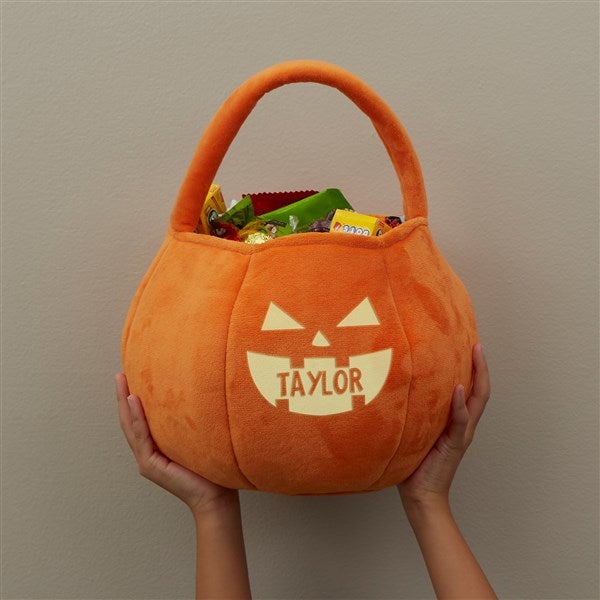 Jack-o-Lantern Personalized Halloween Pumpkin Treat Bags - Glow-In-The ...