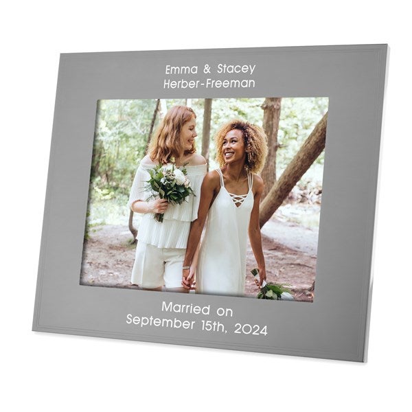 Engraved Wedding Tremont Gunmetal 8x10 Picture Frame - Horizontal/Landscape