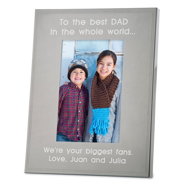 Engraved Dad's Tremont Gunmetal 4x6 Picture Frame- Vertical/Portrait
