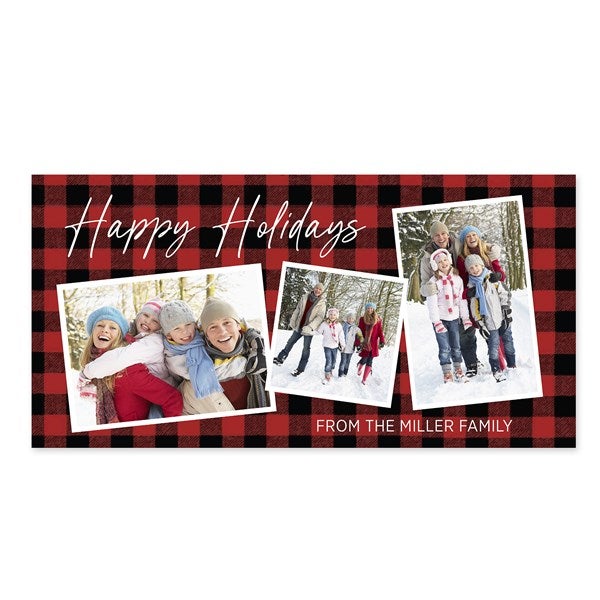 Holiday Plaid Photo Personalized Postcard Christmas Card