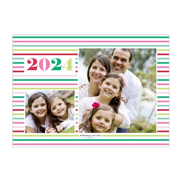 Striped Greetings Personalized Photo Holiday Card