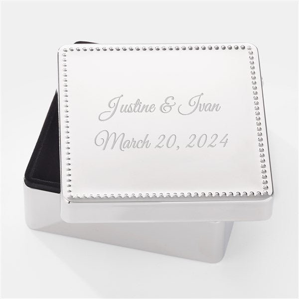 Engraved Wedding Beaded Square Keepsake Box