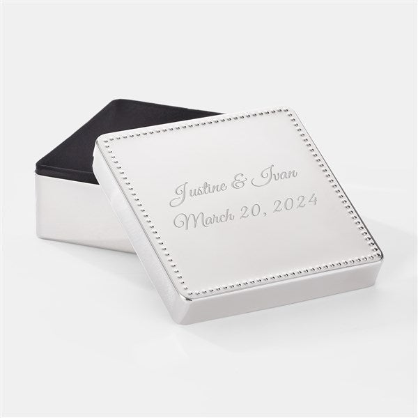 Engraved Wedding Beaded Square Keepsake Box