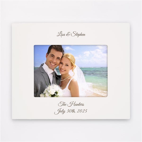 Engraved Wedding White 5x7 Picture Frame- Horizontal/Landscape
