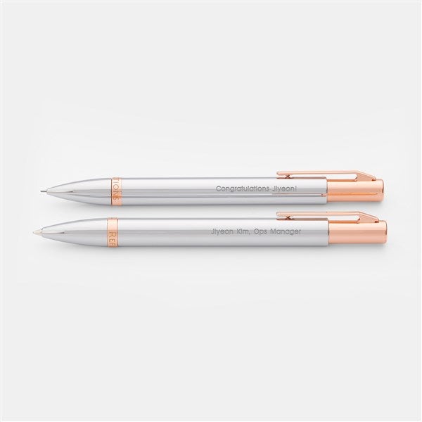Engraved Coworker Silver/Rose Gold Pen and Pencil Set