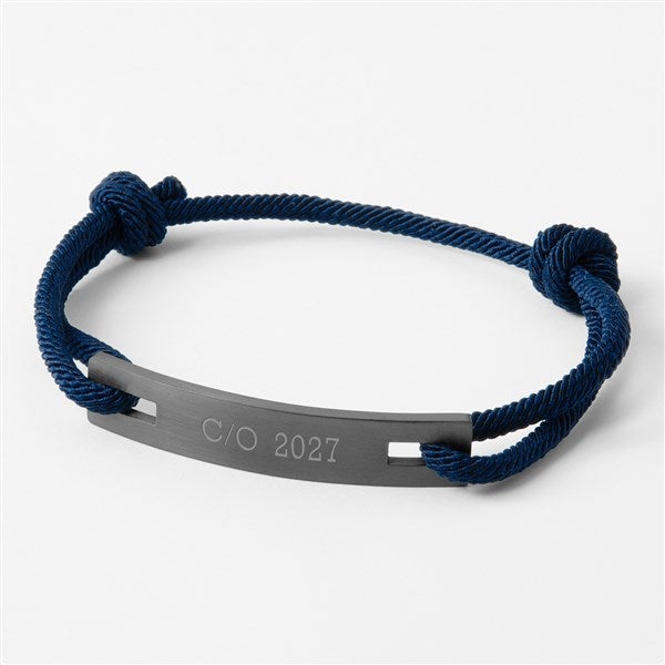 Engraved Graduation Navy and Stainless ID Cord Bracelet