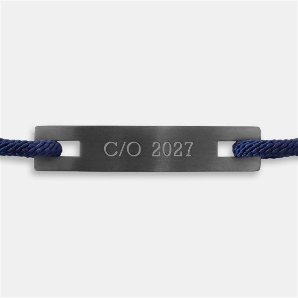 Engraved Graduation Navy and Stainless ID Cord Bracelet