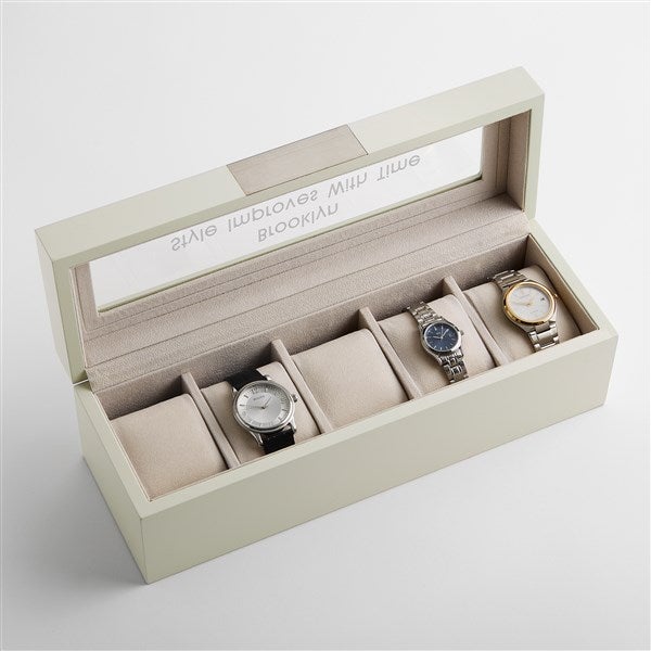 Engraved Wedding White Wooden Watch Box