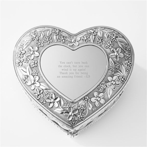 Engraved Friendship Floral Heart Music Box