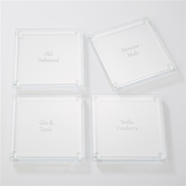 Engraved Bartender's Glass Coaster Set
