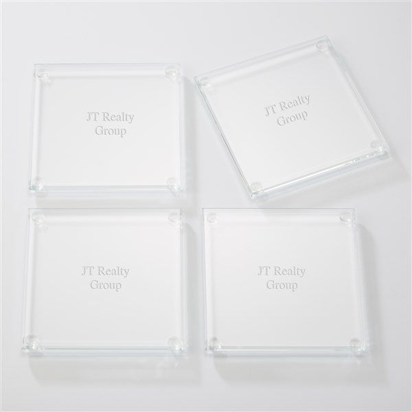 Engraved Business Glass Coaster Set
