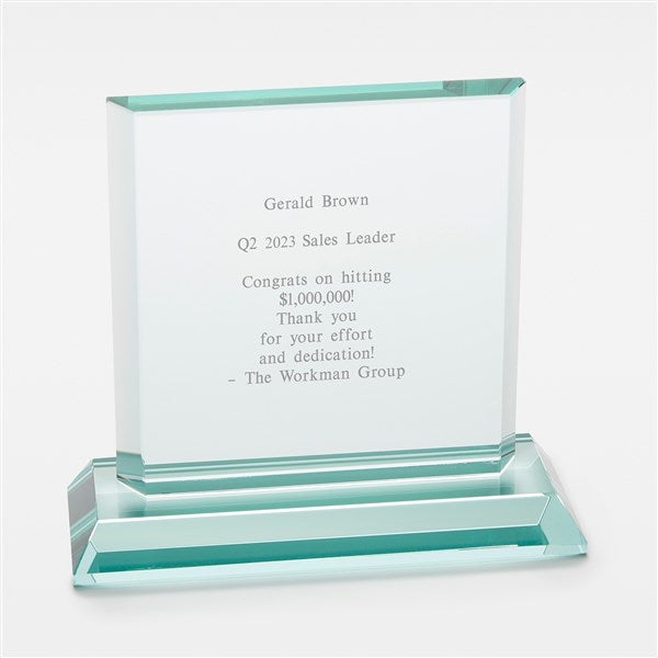 Engraved Jade Glass Team Award Medium
