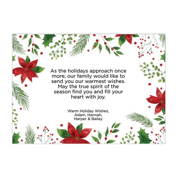 Christmas Poinsettia Personalized Photo Christmas Cards - Premium
