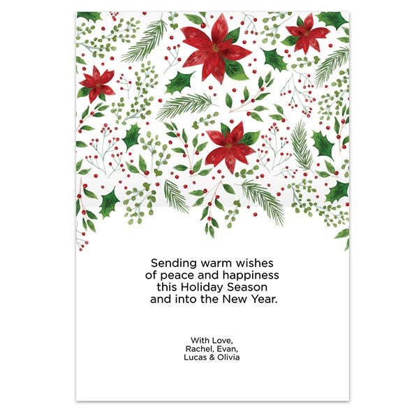 Christmas Poinsettia Personalized Greeting Card