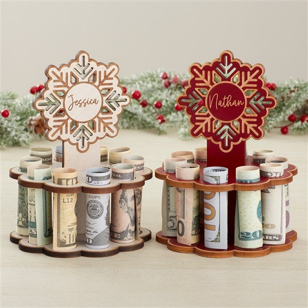 Snowflake Personalized Wood Gift Money Holder